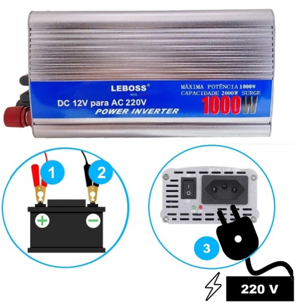 Outpec - Inversor De 12v Para 220v C/ 1000w Conversor Tomada