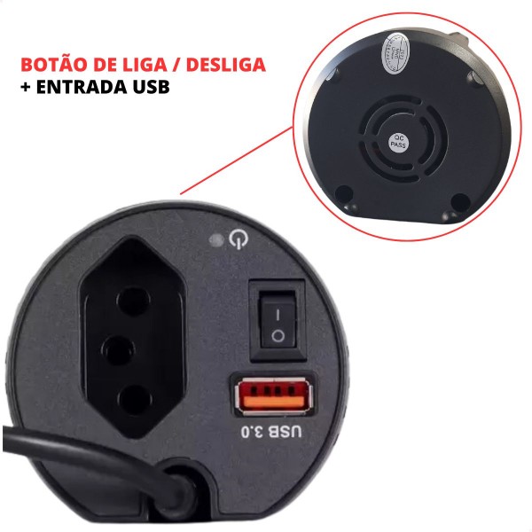 Outpec - Inversor Tensão Automotivo 200w 12v 110v USB Turbo