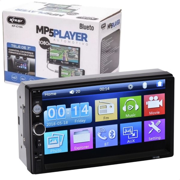 Outpec - Central Multimídia Mp5 2 Din Espelhamento Celular Universal