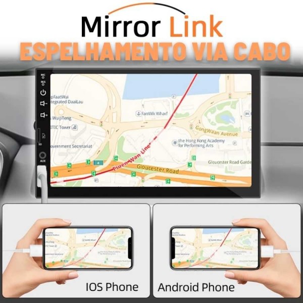 Outpec - Central Multimídia Mp5 1 Din 2 Din Espelha Ios Android